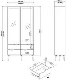 Tvilum Vitrína Retro 462 bílá/dub sonoma