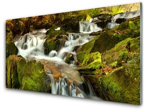 akrylový obraz Vodopád Skály Příroda 140x70 cm