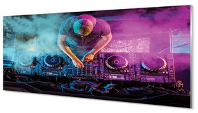 akrylový obraz DJ konzole barevné osvětlení 120x60 cm