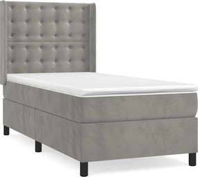 Box spring postel s matrací světle šedá 90x190 cm samet 3132891