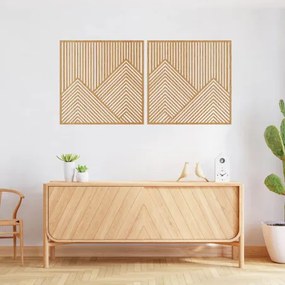 dřevěná nástěnná dekorace – geometrické horské linie (2 ks) | SENTOP HDF0481