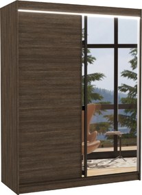 ADRK Furniture Posuvná skříň se zrcadlem a LED osvětlením JORDI 150 SW-JOR-CH-150+L-V193