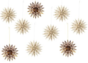 Bloomingville Papírová ozdoba Star Ornament – set 9 ks, hnědá barva, papír