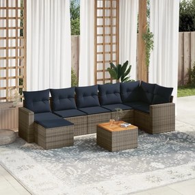 8dílná zahradní sedací souprava s polštáři šedá polyratan 3256565