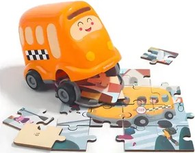 TOP BRIGHT Dřevěné puzzle s hračkou Školní autobus / 24 dílků