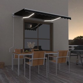 vidaXL Marketos Automatická markýza LED a senzor větru 350x250 cm antracitová