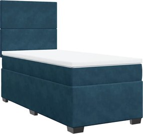 Box spring postel s matrací modrá 90 x 190 cm samet 3293084