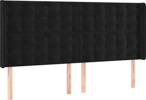 Čelo postele s LED černé 183 x 16 x 118/128 cm samet 3124544