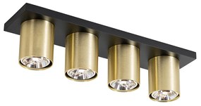 Moderní stropní bodové svítidlo černé se zlatým 4-světlem - Tubo