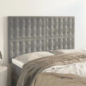 Čelo postele světle šedé 144x5x118/128 cm sametové 3116814
