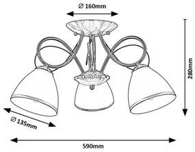 Brilagi - Přisazený lustr FRED 3xE27/60W/230V pr. 59 cm bronzová