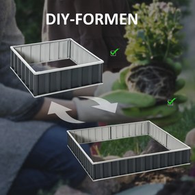 Outsunny DIY ocelový vyvýšený zahradní záhon ve tvaru T se štíty na rostliny a rukavicemi, tmavě šedý pro snadné zahradničení | Aosom.de