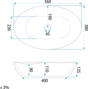 Rea Emilia Reno, umyvadlo na desku 560×380×135 mm, béžová matná – imitace kamene, REA-U3510