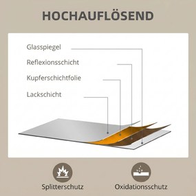 HOMCOM Obdélníkové Zrcadlo Koupelnové Zrcadlo 70x90 cm Dekorativní Zrcadlo pro Obývací Pokoj, Předsíň, Chodbu Horizontálně nebo Vertikálně Bílé