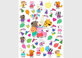 Dětská samolepka na zeď Prasátko Peppa Všichni Přátelé | 65 x 85 cm | DDK2357