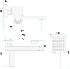 Rea Arlo, vanová baterie s ruční sprchovou soupravou, zlatá matná, REA-B0979