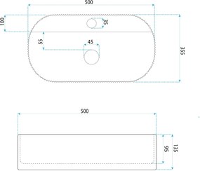Umyvadlo na desku Rea Marcela 50 cm bílé