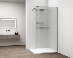 Polysan ESCA BLACK MATT sprchová zástěna 80 x 210 cm jednodílná k instalaci ke stěně černá sklo flute vlnky ES1380-02