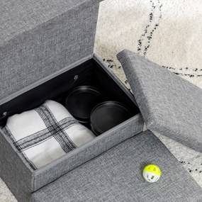 PawHut Psí Schody 3 Kroků Výška 40,5 cm Štěrbinové Schody s Úložným Prostorem a Polštářem pro Kočky pro Malé Psy Psí Rampy s Pratelným Povlakem pro P…