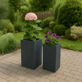 Sada 2 ks květináčů 3 square - antracitová
