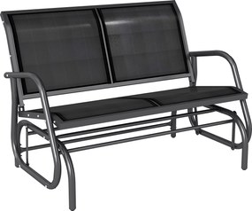 Outsunny Houpací křeslo 2-sedák Zahradní lavice Zahradní houpačka Lavice Sedadlo Park Lavice Kovový zahradní nábytek Černá 120 x 70 x 88 cm | Aosom