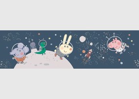 Dětská samolepící bordura na zeď Prasátko Peppa Výlet na Měsíc | 5 m x 13.8 cm | DWBD8195