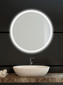 AMBIENTE kulaté zrcadlo do koupelny na zeď do pokoje do ložnice do předsíně na chodbu Amirro Ø 80 cm s LED osvětlením a senzorem, IP44 411-033 411-262 411-330
