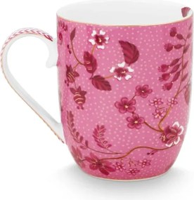 Pip Studio Jolie Flowers sada 2 ks hrnečků 180ml, růžová (dárková sada 2 hrnků z tenkostěnného porcelánu v dárkové krabičce)