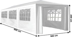 Zahradní párty stan, bílá, 3x9 m, TEKNO NEW TYP 3 + 8 bočních stran