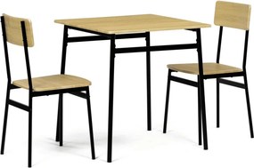Set jídelní (1+2), MDF, dekor divoký dub, černý kov hnědá