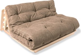Marior Home Rozkládací futonové křeslo / pohovka Layti - 140 cm / Béžová / Surový buk