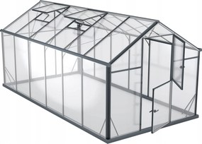 Skleník Glass L-10 Tvrzené Sklo 220x430x208 cm Antracit 9,5 m2 Skleněný