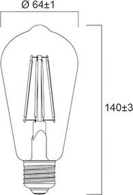 Sylvania TOLEDO ST64 / LED žárovka / Filament / E27 / 420 lm