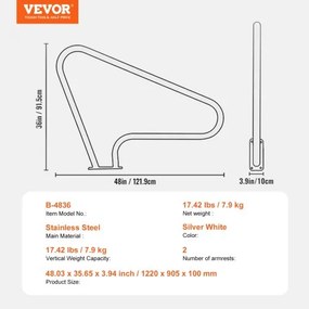 Bazénové madlo 2 ks 121,9 × 91,4 cm z nerezové oceli se základní deskou pro vířivky