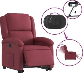 Elektrické zvedací polohovací křeslo vínové textil 3204191