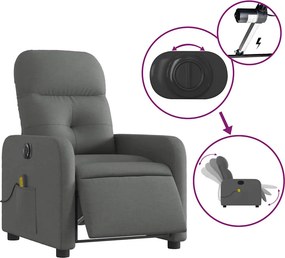 Elektrické masážní polohovací křeslo tmavě šedé textil 3206787