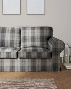Potah na pohovku IKEA  Ektorp 3-místná, rozkládací STARÝ MODEL PIXBO barva šedá látka pletený vzor, vzorované