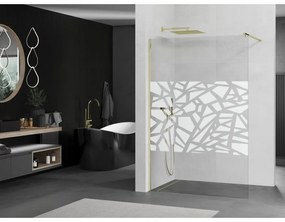 Mexen Kioto sprchová zástěna 70x200 cm 8 mm, zlatý profil, bílé provedení, 800-070-101-50-85