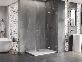 Mexen Lunar, pravostranný výklopný sprchový kout 70 x 80 cm, 8mm čiré sklo, ocelový profil, 834-070-080-97-00-P