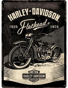 Postershop Plechová cedule:  Harley-Davidson (Flathead Black) - 40x30 cm