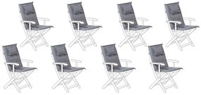 Sada 8 polštářů pro zahradní židle grafit MAUI Beliani