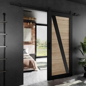 Posuvné dveře LOFT ADIO 4 černý + dub sonoma 70