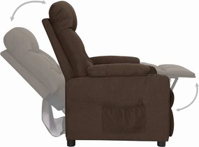 Polohovací křeslo tmavě hnědé textil 339087