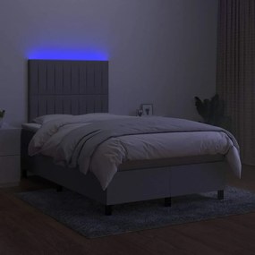 Box spring postel s matrací a LED světle šedá 120x200 cm textil 3135021