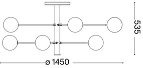 Ideal Lux - LED Lustr na tyči COSMOPOLITAN 12xG9/3W/230V pr. 145 cm černá