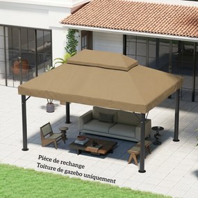 Outsunny náhradní potah pro altán 4 x 3 m, dvojitá střecha s odtokovými otvory, polyester 370 g/m², béžová