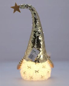 Vánoční dekorace skřítek s flitrovaným kloboukem 48 cm