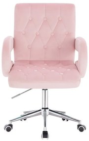 LuxuryForm Židle BOSTON VELUR na stříbrné podstavě s kolečky - světle růžová
