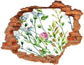 Wallmuralia Nálepka 3D díra na zeď Divoké květiny 90x70 cm