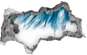 Wallmuralia Samolepící díra zeď 3D Modrá pírka 95x73 cm
